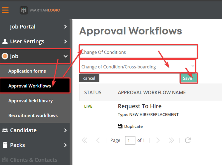 Create change of conditions approval workflow form & cross-boarding an ...